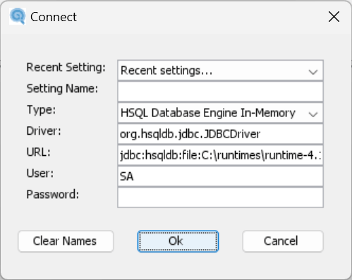 The HSQLDB Service Database